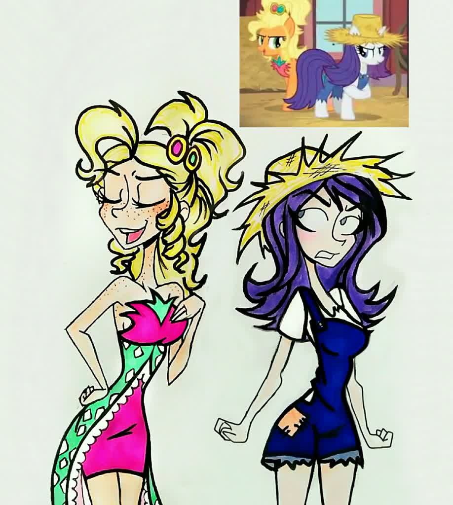 #2302787 - safe, artist:citi, screencap, applejack, rarity, human, g4 ...