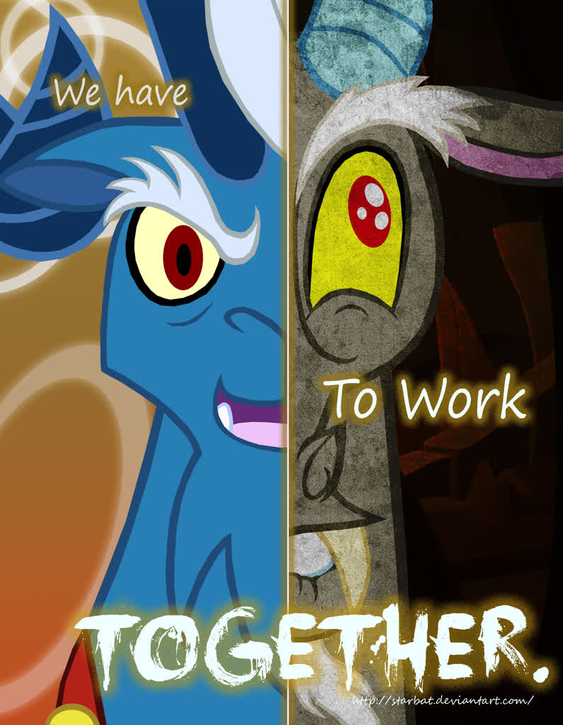 #2306381 - safe, artist:starbat, discord, grogar, two sided posters, g4 ...