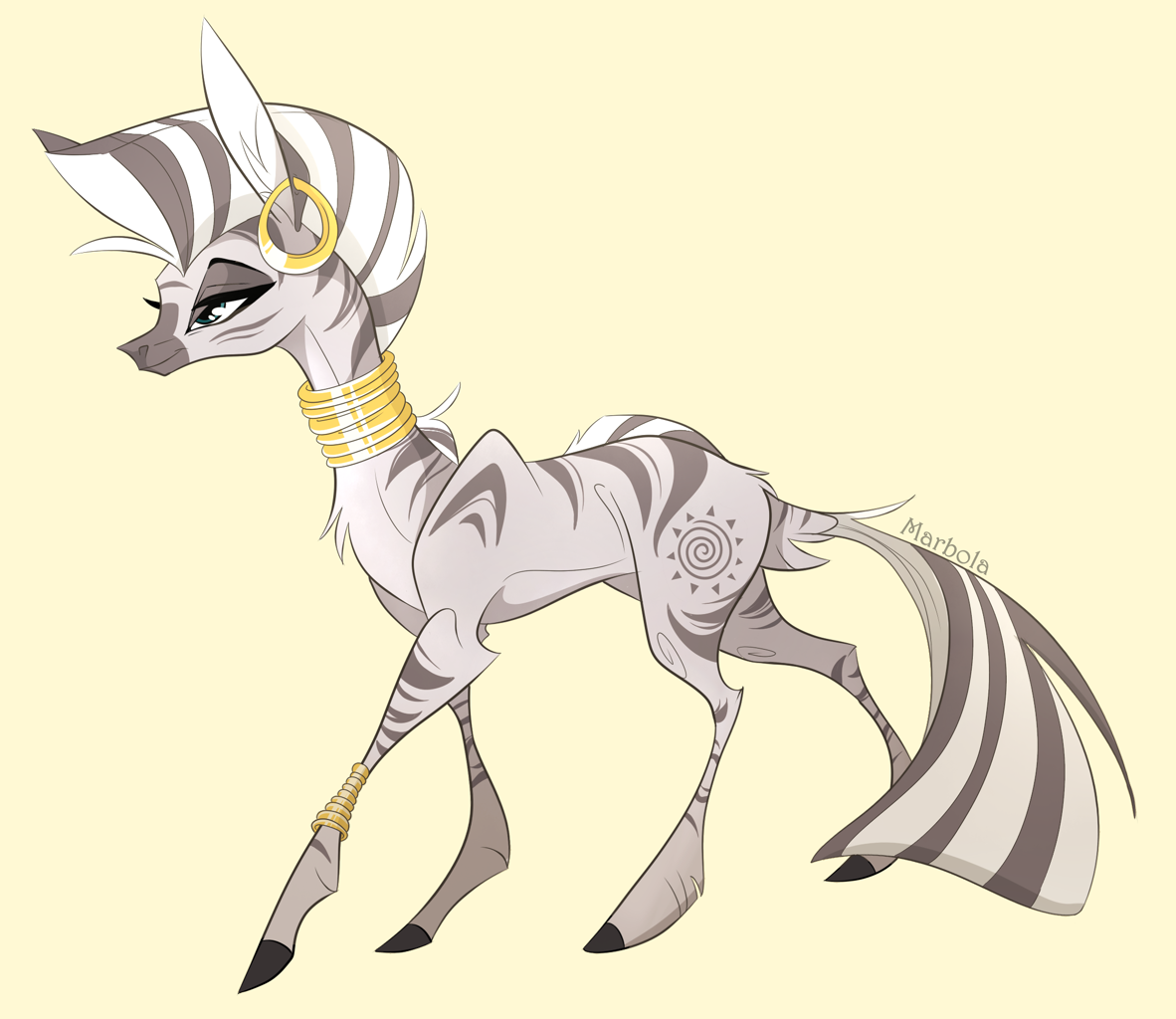 #2308113 - safe, artist:marbola, zecora, pony, zebra, digital art, ear ...