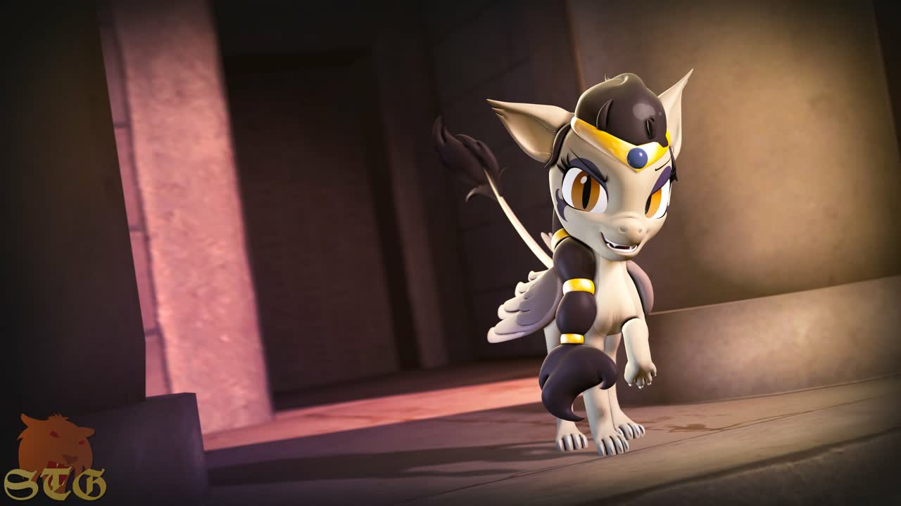 #2308837 - safe, artist:stormypwn, oc, oc:bathia, sphinx, 3d, evil ...