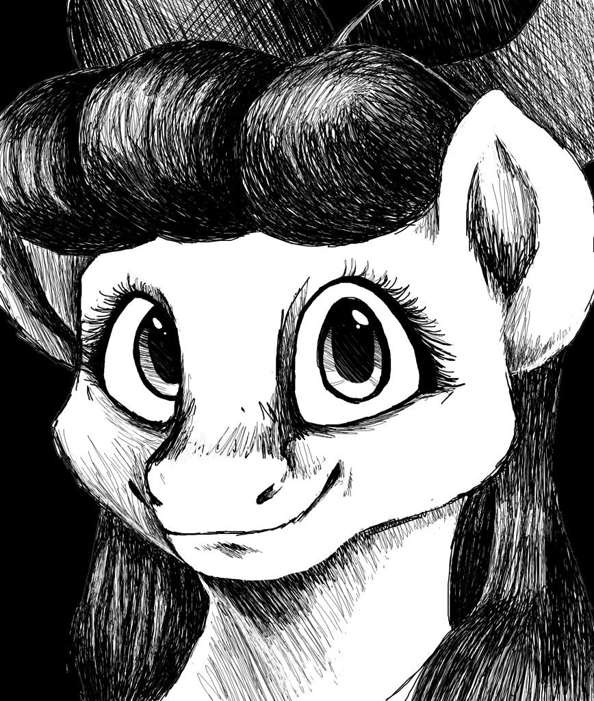 #2291025 - safe, artist:smirk, apple bloom, pony, black and white, bust ...