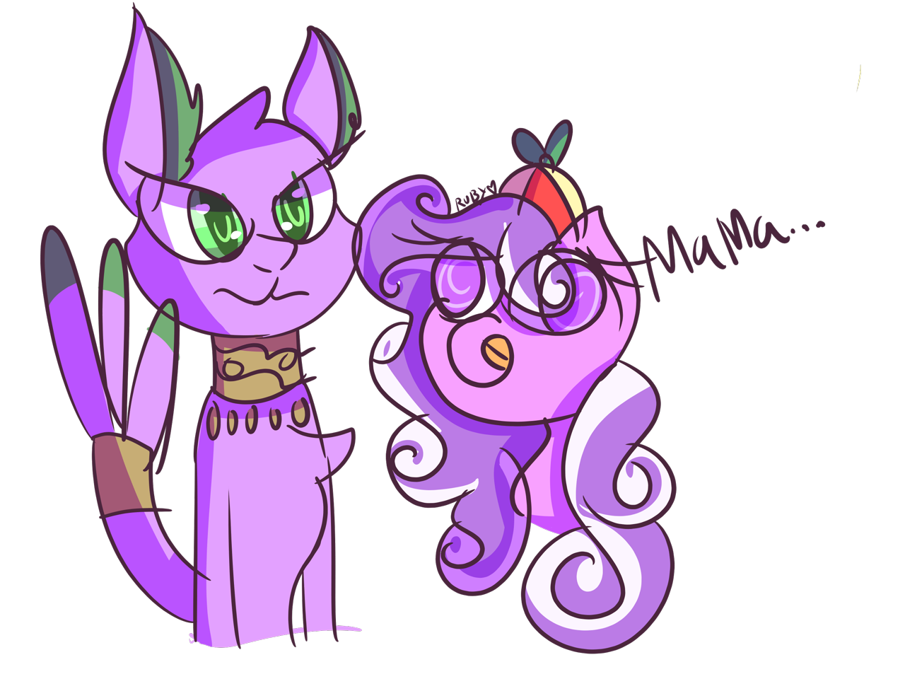 #2292327 - safe, artist:rubyg242, baast, screwball, cat, pony, simple ...