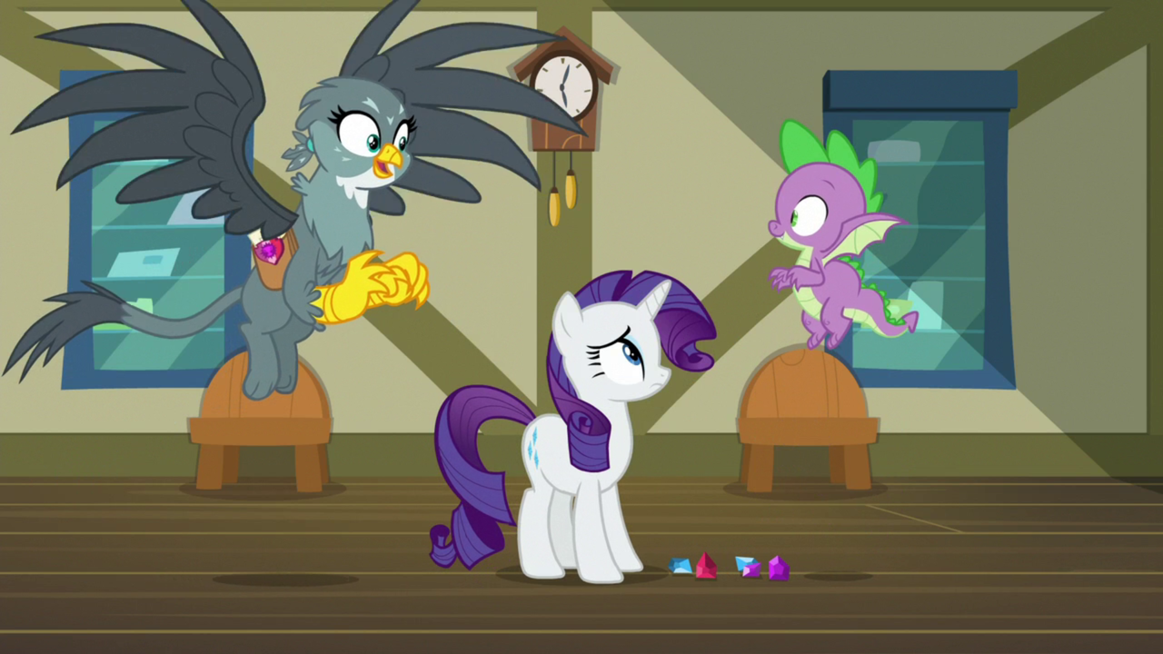 #2333050 - safe, screencap, gabby, rarity, spike, dragon, griffon, pony ...