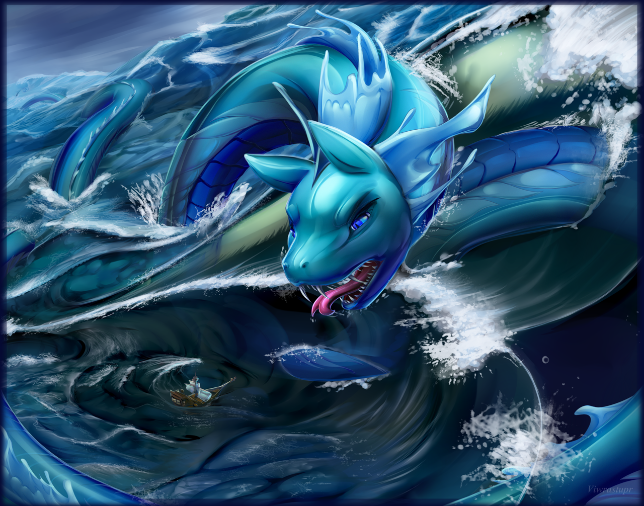 #2316881 - safe, artist:viwrastupr, oc, oc only, sea serpent, boat ...