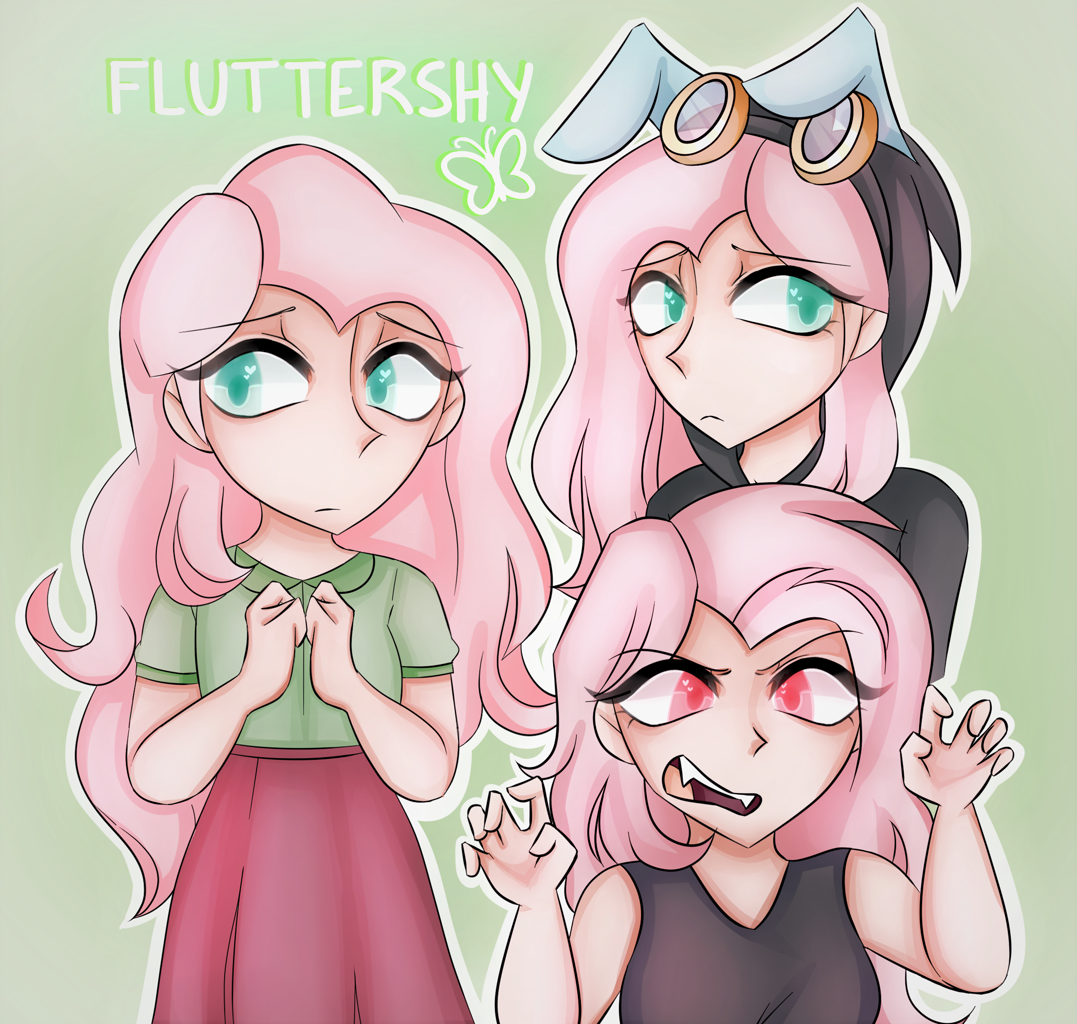 #2344692 - safe, artist:appleychu, fluttershy, human, vampire, bunny ...