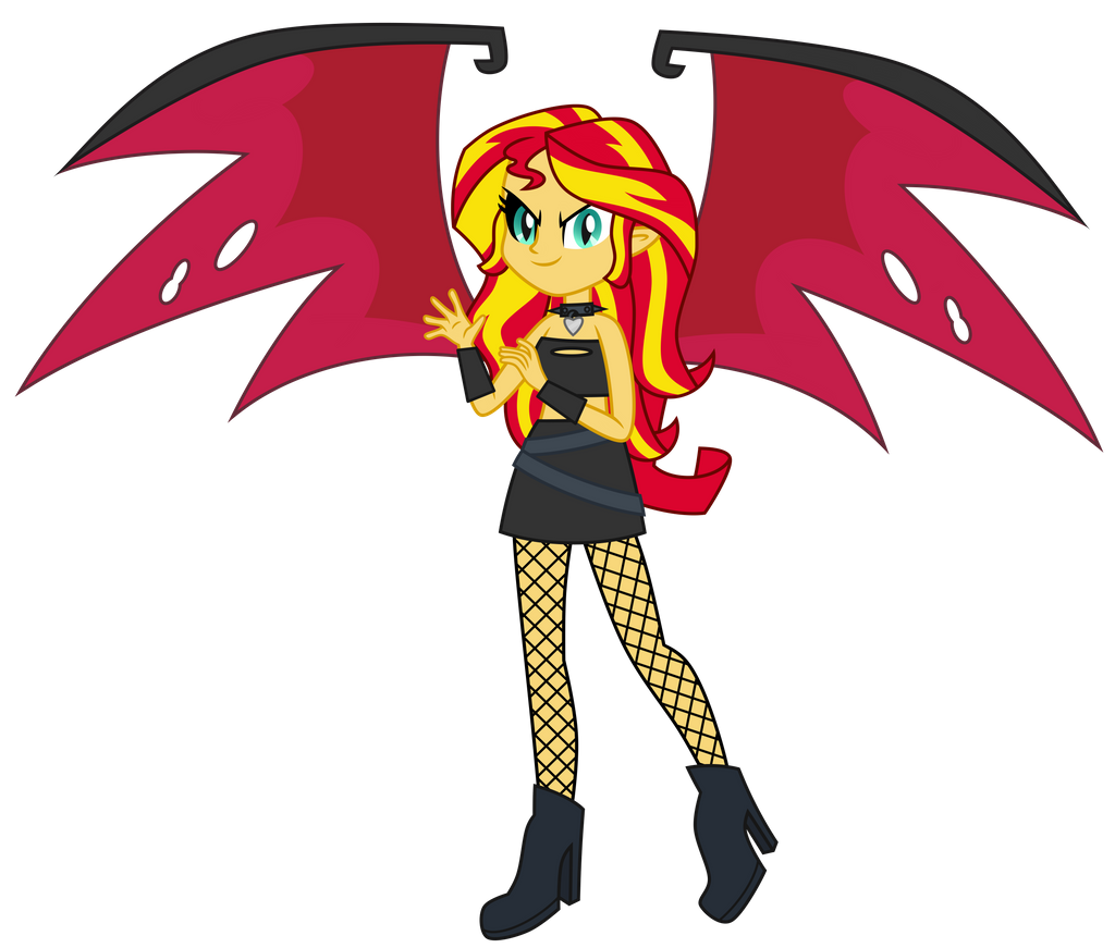 #2348111 - suggestive, artist:emeraldblast63, sunset shimmer, human, succubus, equestria girls ...