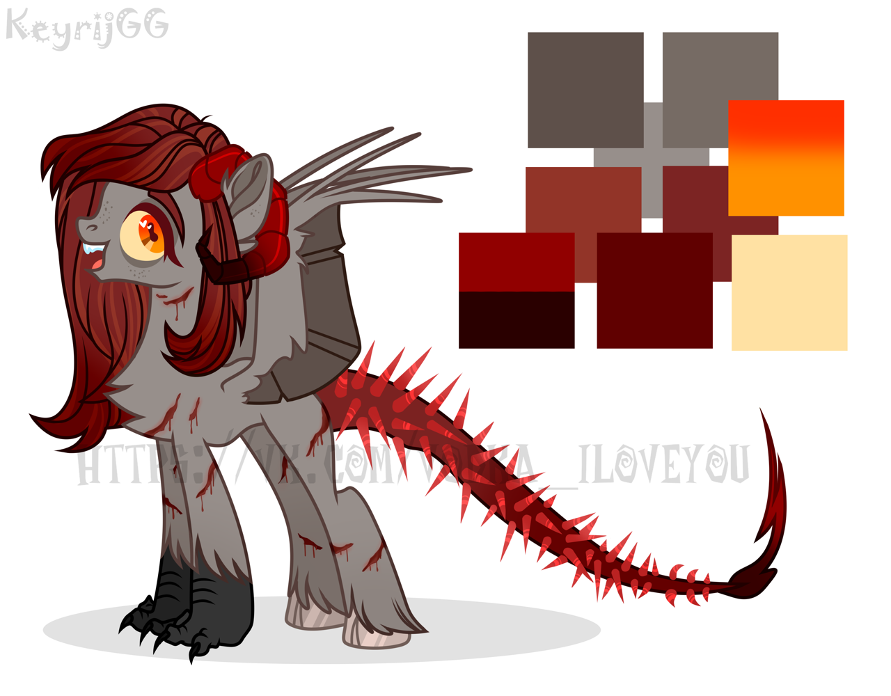 #2348578 - semi-grimdark, artist:keyrijgg, oc, demon, pony, art, blood ...