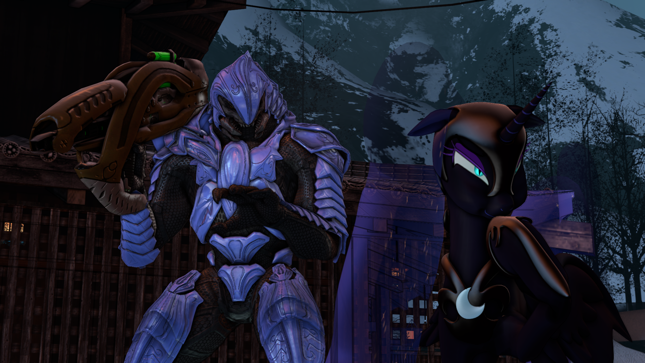 #2351172 - safe, artist:naughty cube, derpibooru exclusive, nightmare moon, alicorn, alien, pony ...