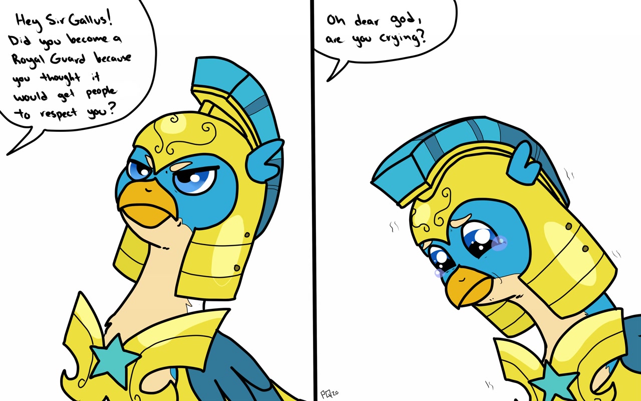 #2337217 - safe, artist:pony quarantine, gallus, griffon, g4, my little ...