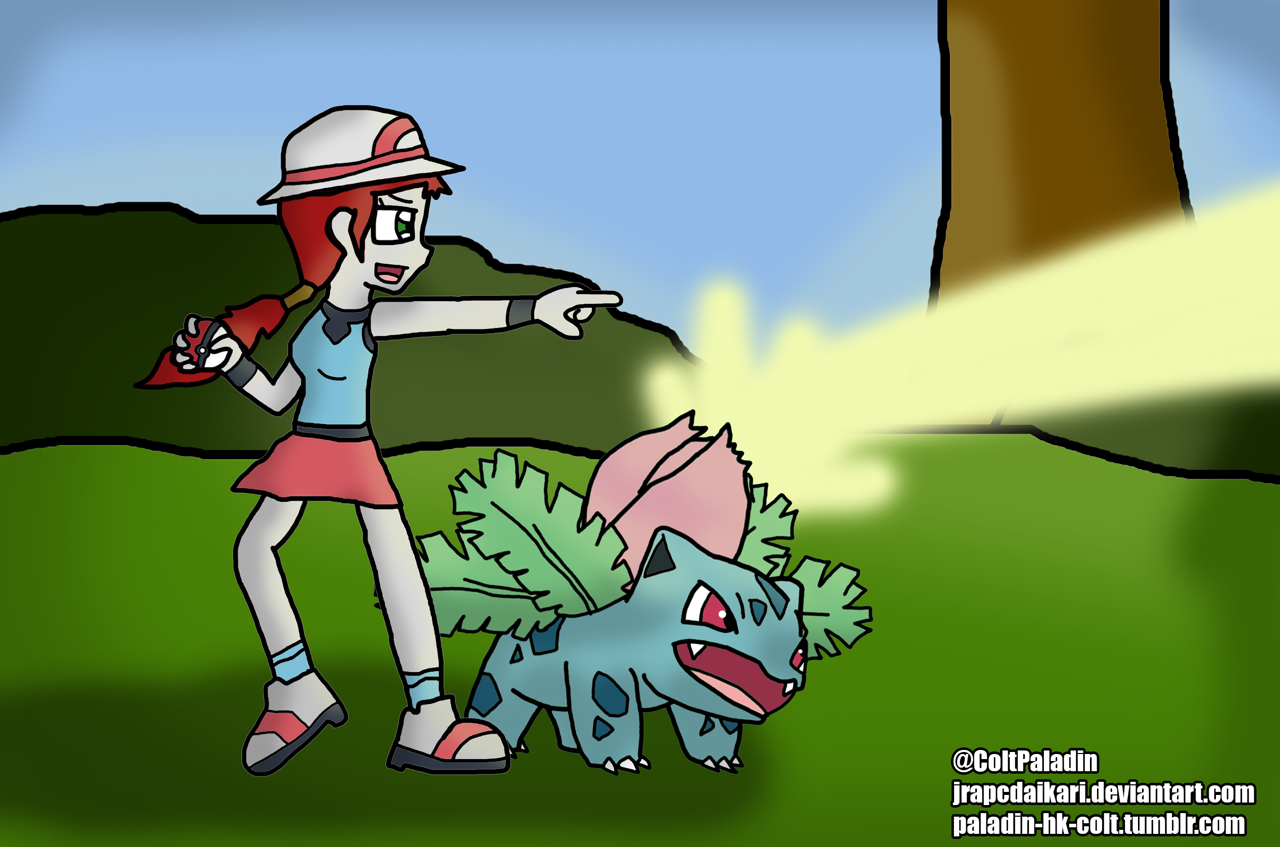 #2359978 - safe, artist:jrapcdaikari, oc, oc:sharps eye, human, ivysaur ...