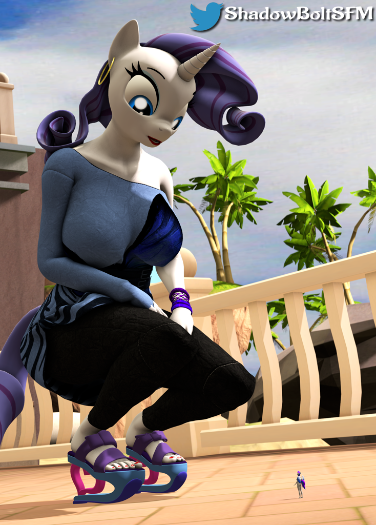 #2361126 - safe, artist:shadowboltsfm, rarity, oc, oc:inkwell stylus, pony, anthro, plantigrade ...