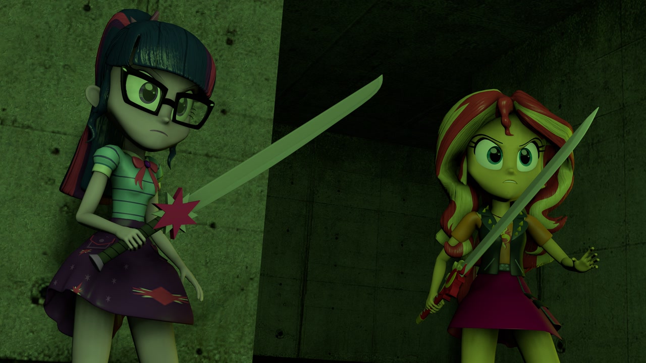 #2341675 - safe, artist:fazbearsparkle, sci-twi, sunset shimmer ...