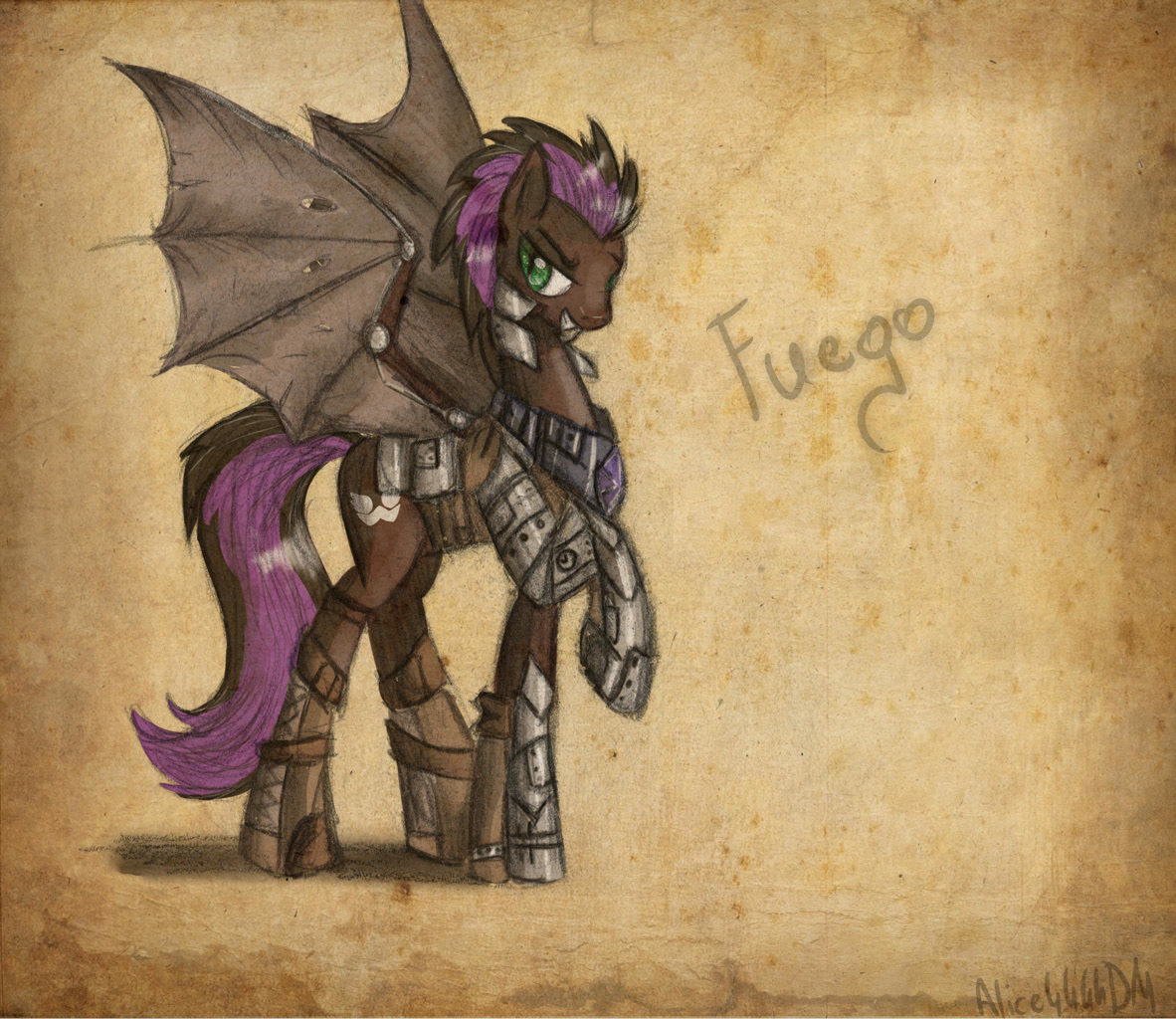 #2342503 - safe, artist:alicjaspring, oc, oc only, oc:fuego, bat pony ...