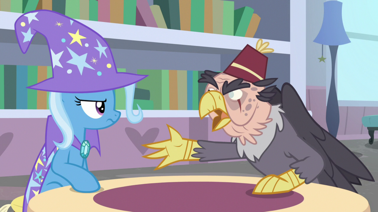 #2363961 - safe, screencap, grampa gruff, trixie, griffon, pony ...