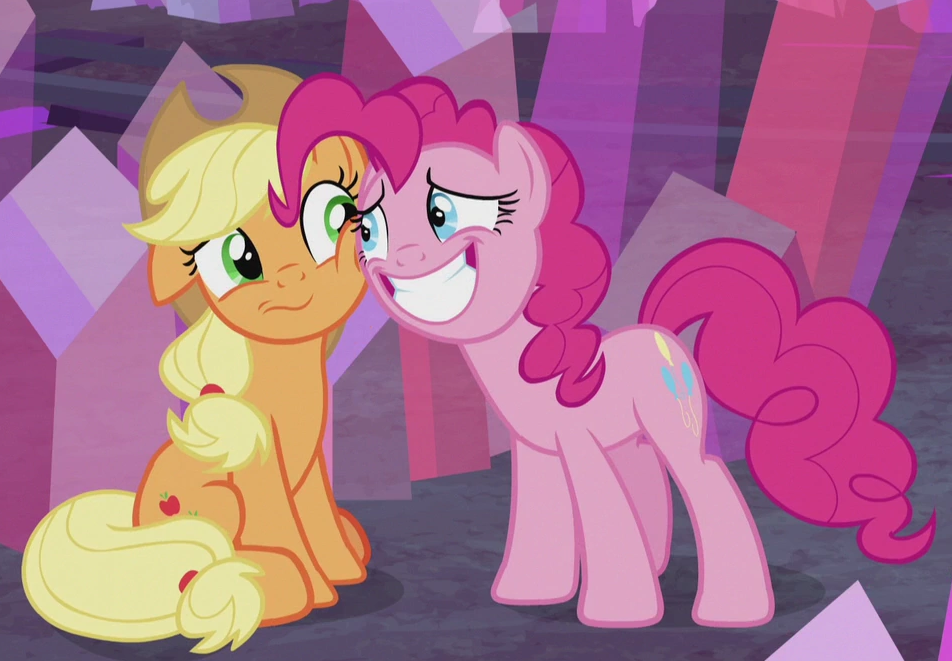 #2379209 - safe, screencap, applejack, pinkie pie, g4, hearthbreakers ...