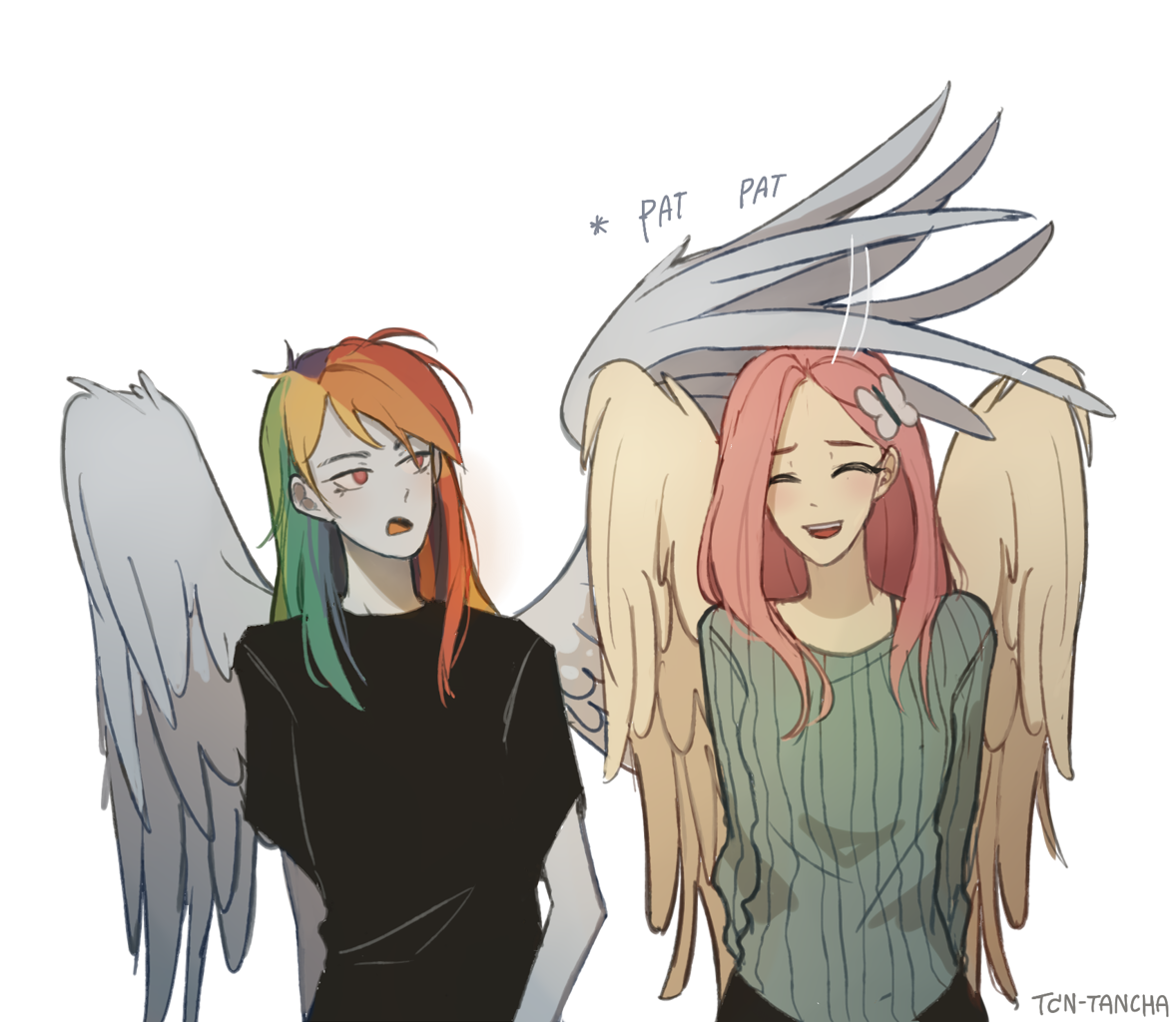 #2380053 - safe, artist:tcn1205, fluttershy, rainbow dash, human ...