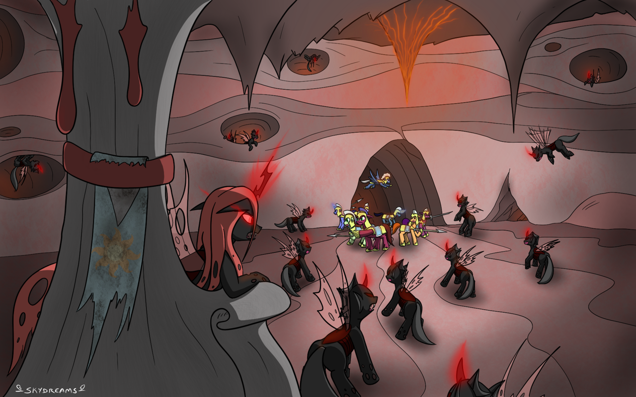 #2380661 - safe, artist:skydreams, oc, oc:the red queen, changeling ...