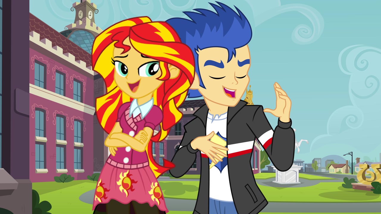 #2366112 - safe, artist:jadeharmony, flash sentry, sunset shimmer ...