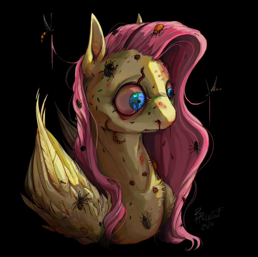 #2395033 - grotesque, artist:baccizoof, fluttershy, centipede, insect ...