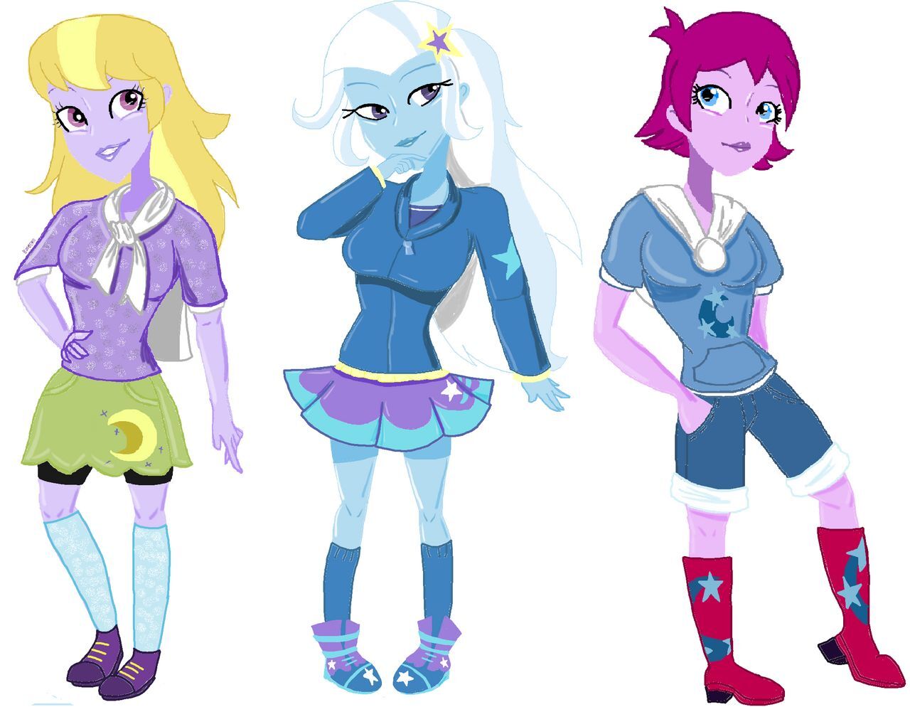 #2395335 - safe, artist:booberii, fuchsia blush, lavender lace, trixie ...