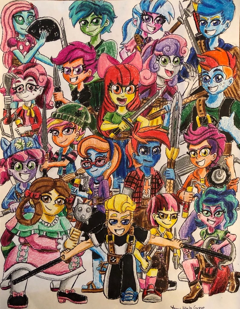 #2397465 - safe, artist:bozzerkazooers, ace, apple bloom, bright eyes ...