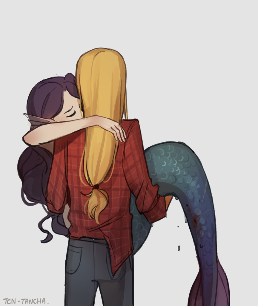 #2398430 - safe, artist:tcn1205, applejack, rarity, human, mermaid ...