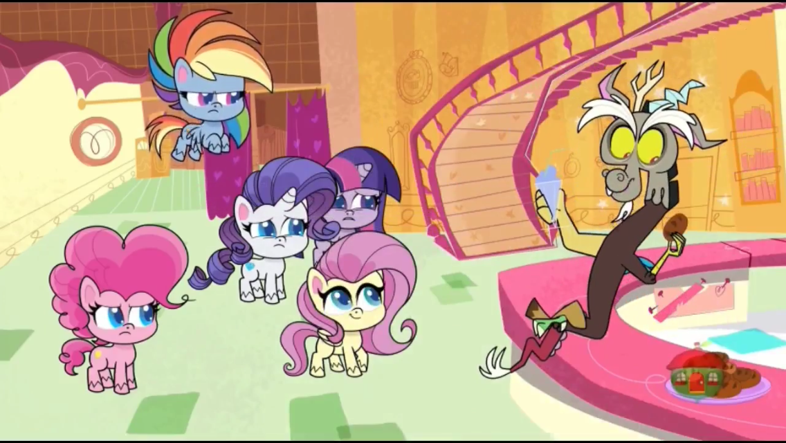 #2402774 - safe, screencap, applejack, discord, fluttershy, pinkie pie ...