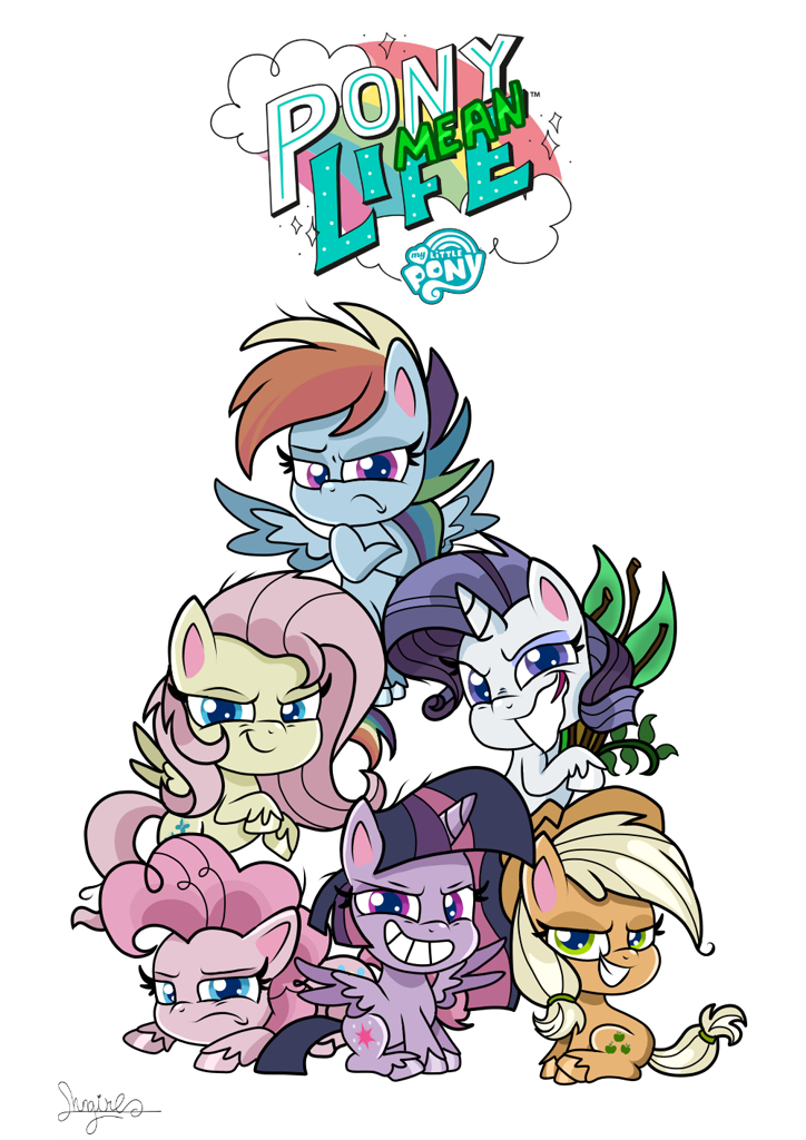 #2404441 - safe, artist:shungire, mean applejack, mean fluttershy, mean ...