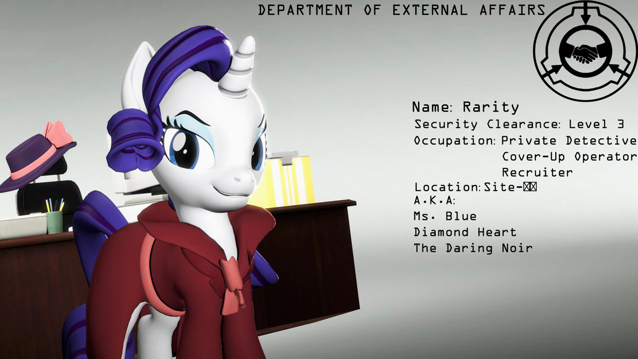 #2407888 - safe, artist:backmaker, rarity, pony, unicorn, 3d, scp ...