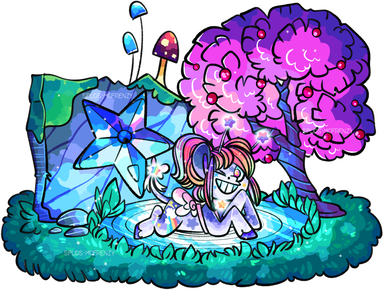 #2391351 - safe, artist:mrraapeti, oc, oc only, pony, chibi, mushroom ...