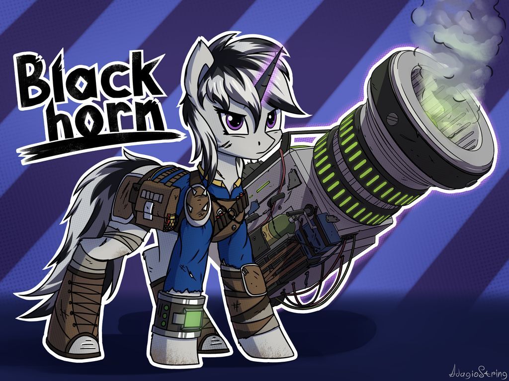 #2393295 - safe, artist:adagiostring, oc, pony, unicorn, fallout ...