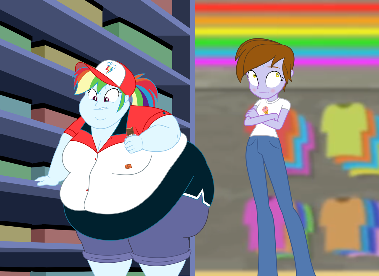 #2434936 - suggestive, artist:neongothic, rainbow dash, oc, oc:neon sprinkles, equestria girls ...