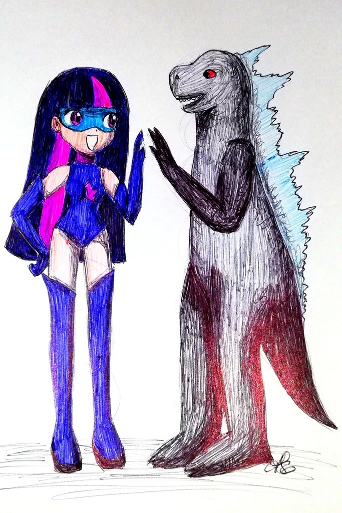 #2417274 - safe, artist:fude-chan-art, twilight sparkle, human, kaiju ...