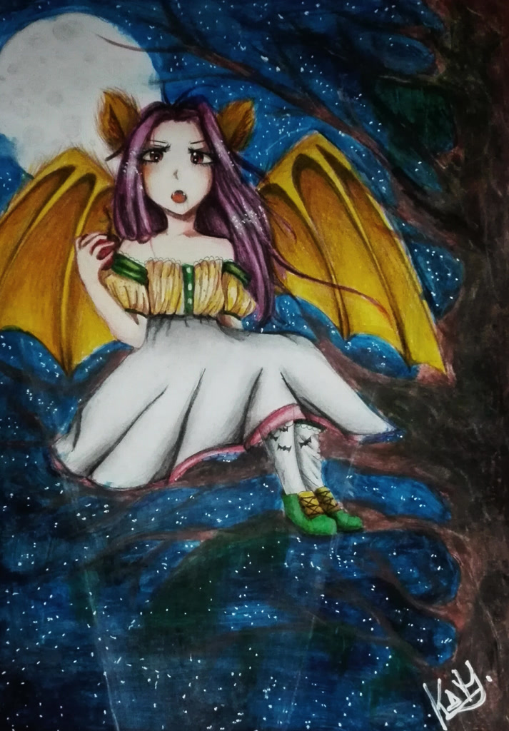 #2417636 - safe, artist:blackstrawberry14, fluttershy, bat pony, human ...