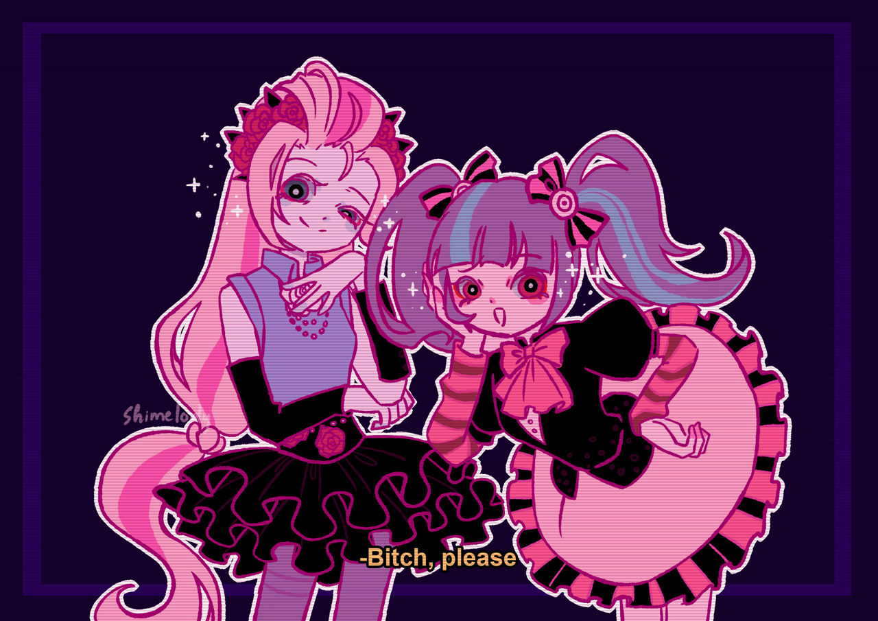 #2418253 - safe, artist:shimelody, pixel pizazz, violet blurr, equestria girls, g4, my little ...