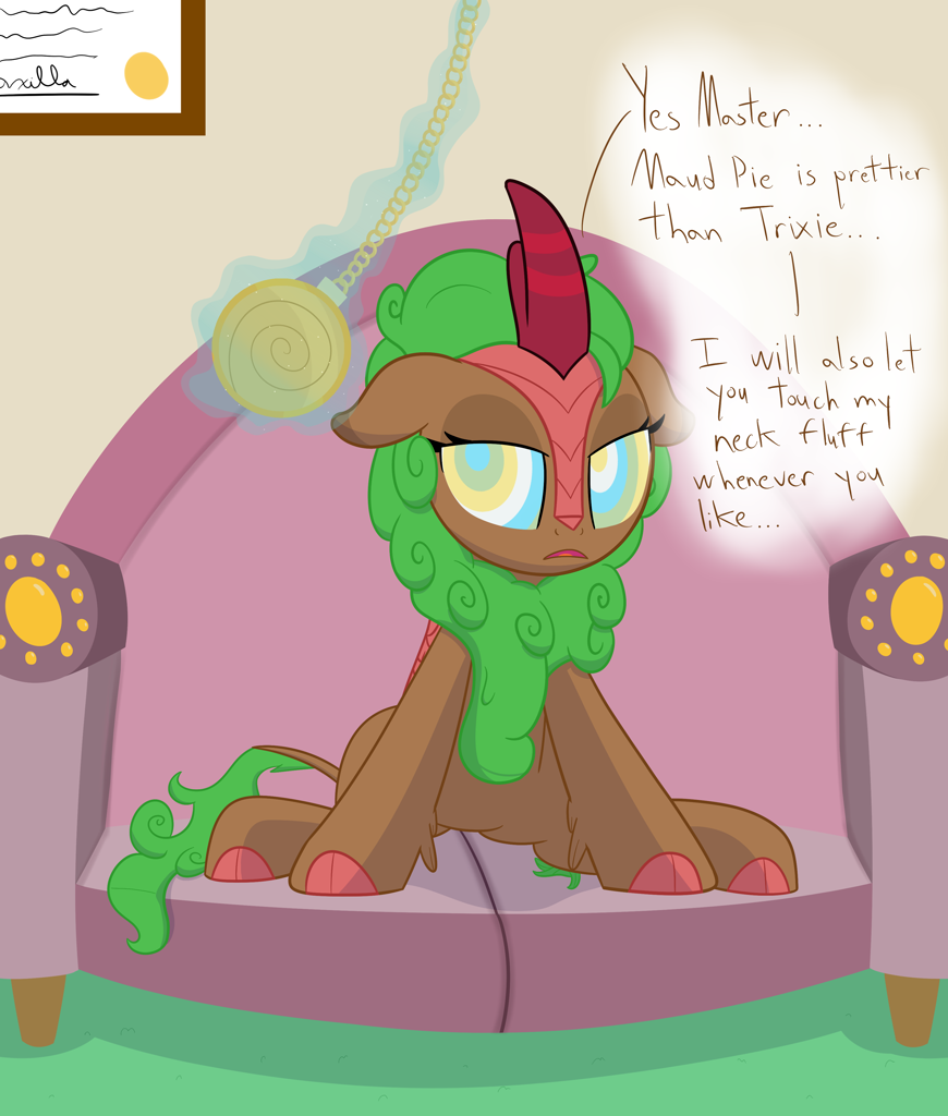 #2436177 - safe, artist:mightyshockwave, oc, oc only, oc:stillwater, kirin, couch, hypnosis ...