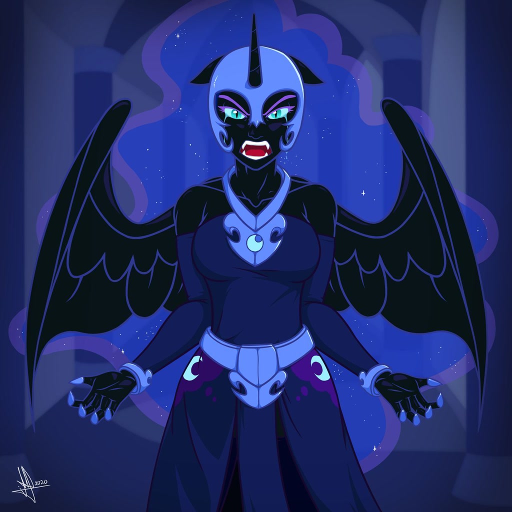 #2446081 - safe, artist:whitequartztheartist, nightmare moon, human, g4 ...