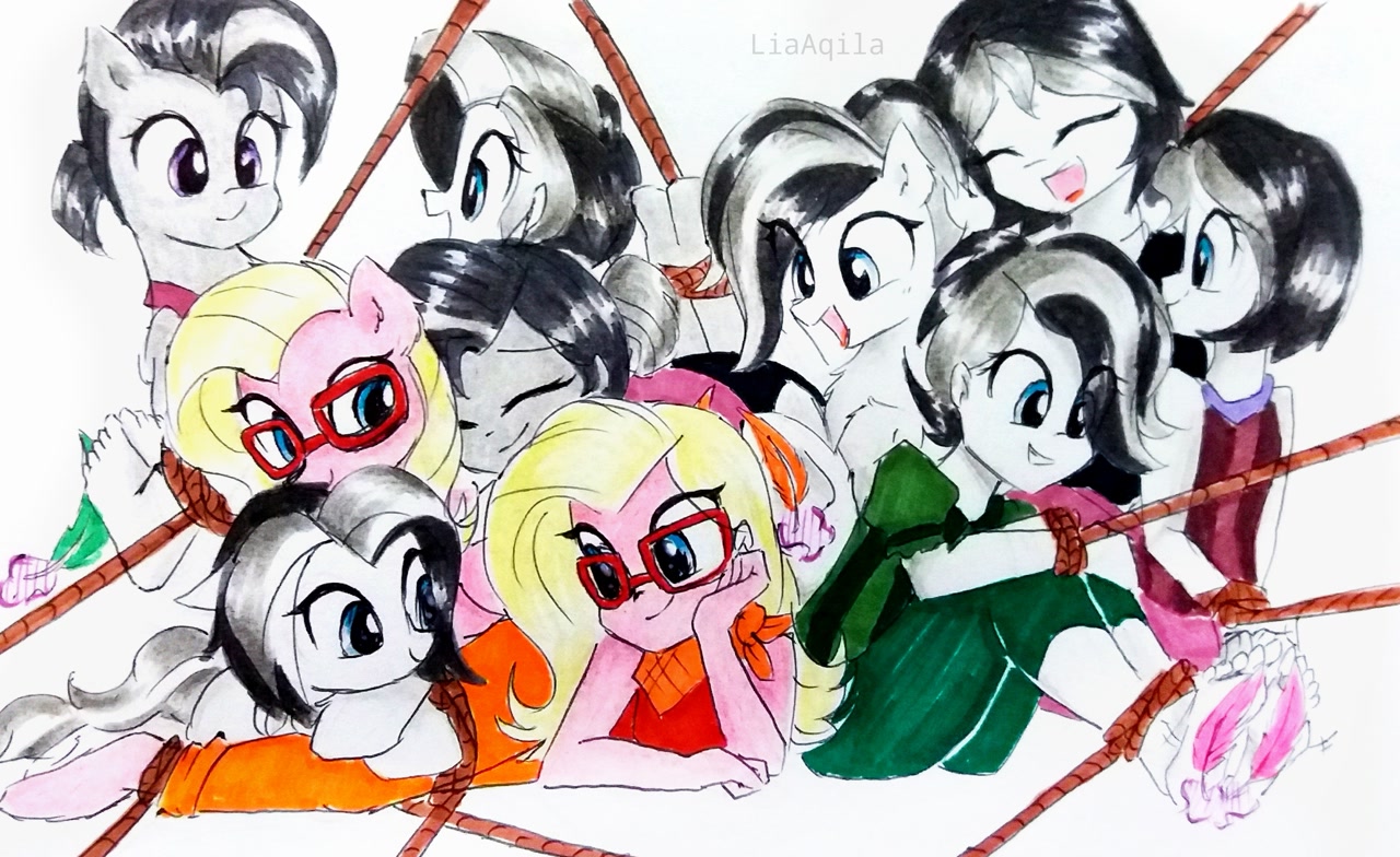 #2454832 - safe, artist:liaaqila, buttershy, derek, matt #1, matt #2 ...