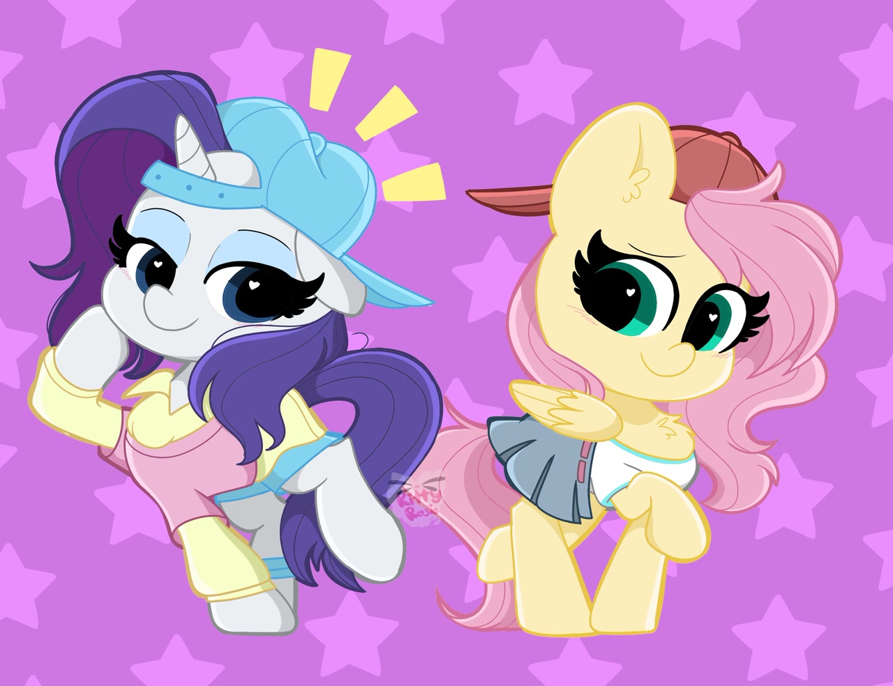 #2437553 - safe, artist:kittyrosie, fluttershy, rarity, pegasus, pony ...