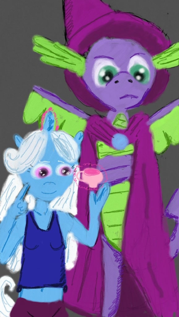 #2440161 - safe, artist:kaykeyser, spike, trixie, anthro, g4, female ...