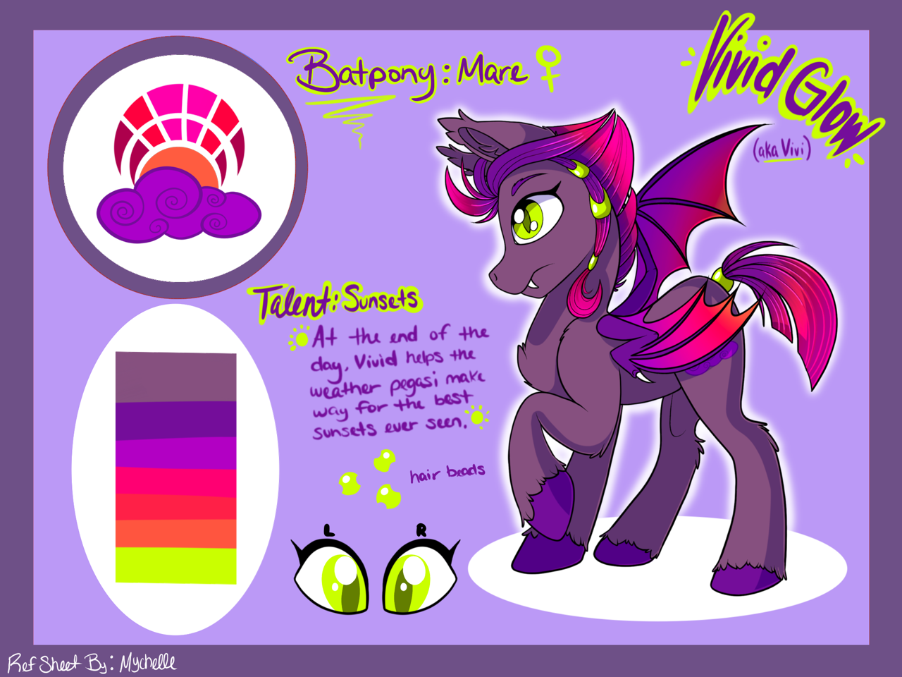 #2441645 - safe, artist:mychelle, oc, oc only, oc:vivid glow, bat pony ...