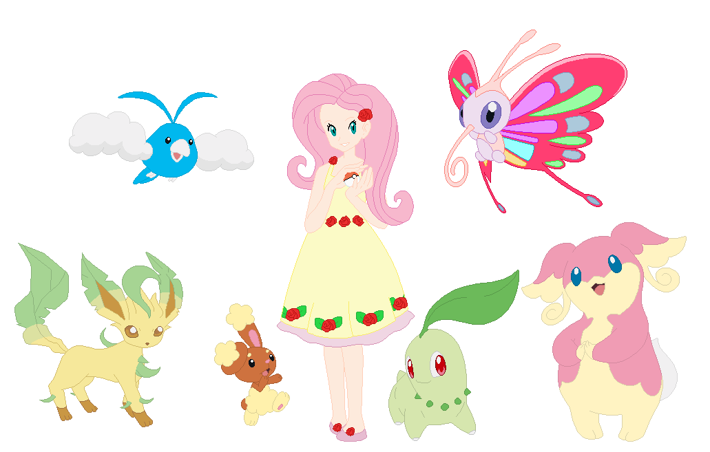 #2538773 - safe, artist:cheerful9, artist:selenaede, fluttershy, audino ...