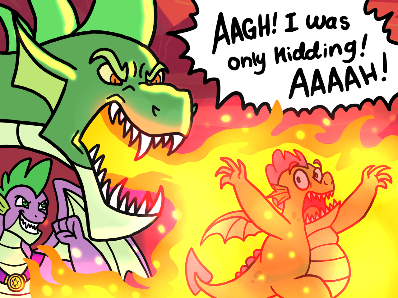 #2523266 - safe, artist:melspyrose, sludge (g4), spike, oc, oc:tremor ...