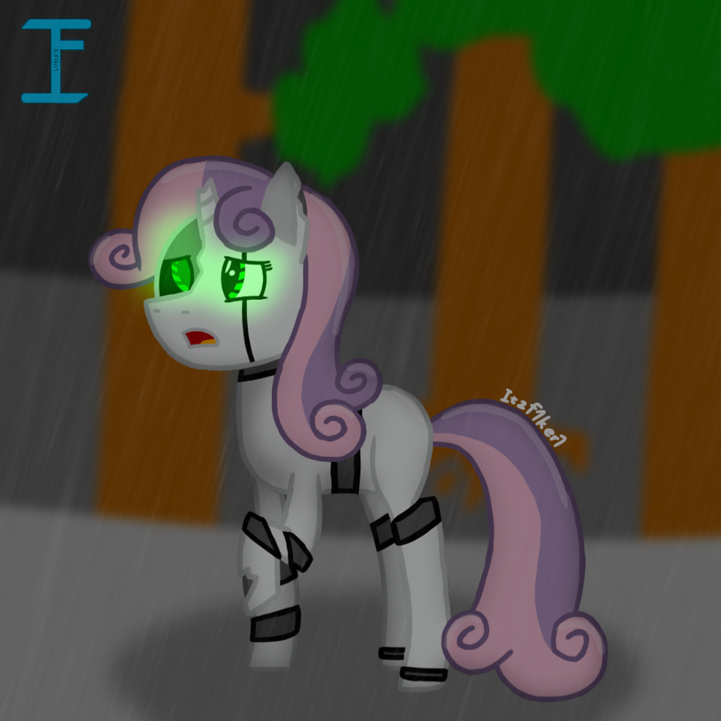 #2523923 - safe, artist:itzf1ker1, sweetie belle, pony, robot, robot ...