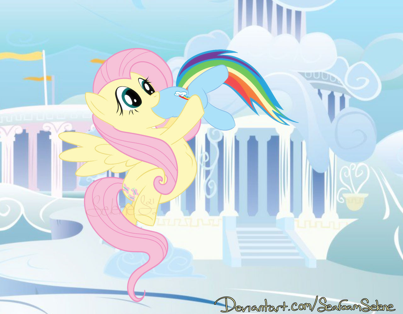 #2524250 - safe, artist:seafoamselene, fluttershy, rainbow dash ...