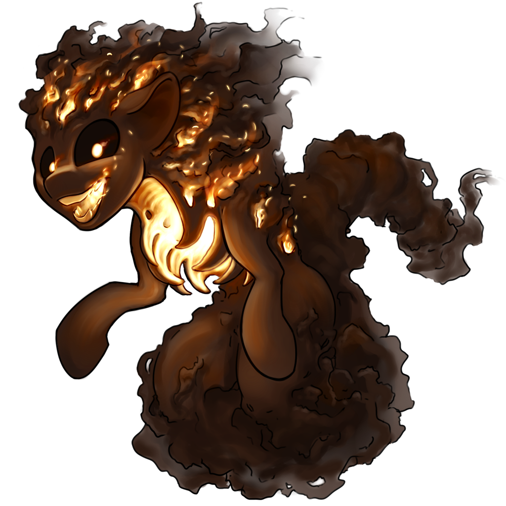 #2524866 - safe, artist:kalemon, oc, monster pony, fire, floating, on ...