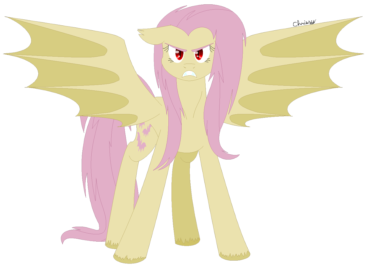 #2734957 - safe, artist:chrissythewarner, fluttershy, bat pony, pony ...