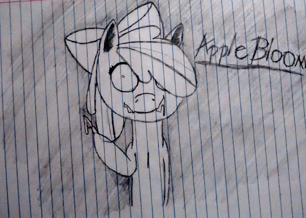 #2735039 - safe, artist:shankya, apple bloom, pony, bow, bust, creepy ...