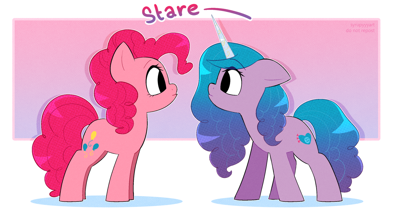 #2718752 - safe, artist:syrupyyy, izzy moonbow, pinkie pie, earth pony ...