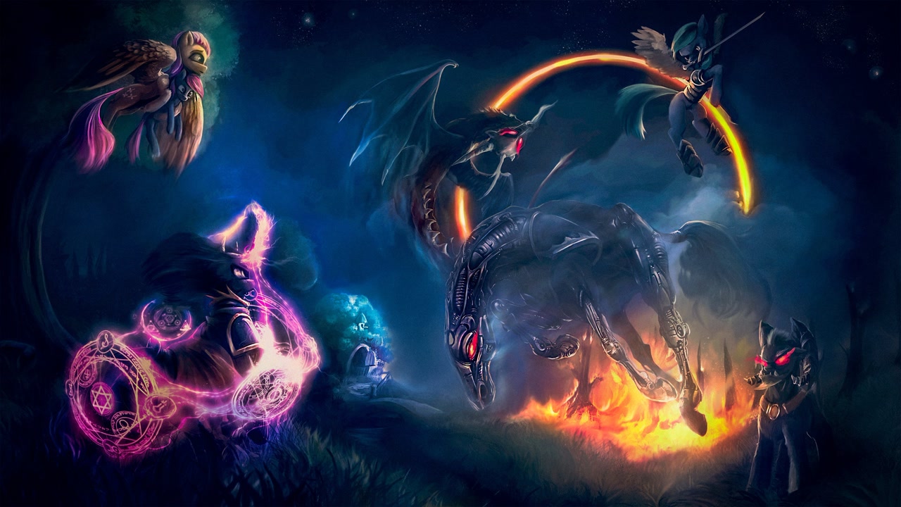 #2742013 - safe, artist:stdeadra, discord, fluttershy, grogar, king ...